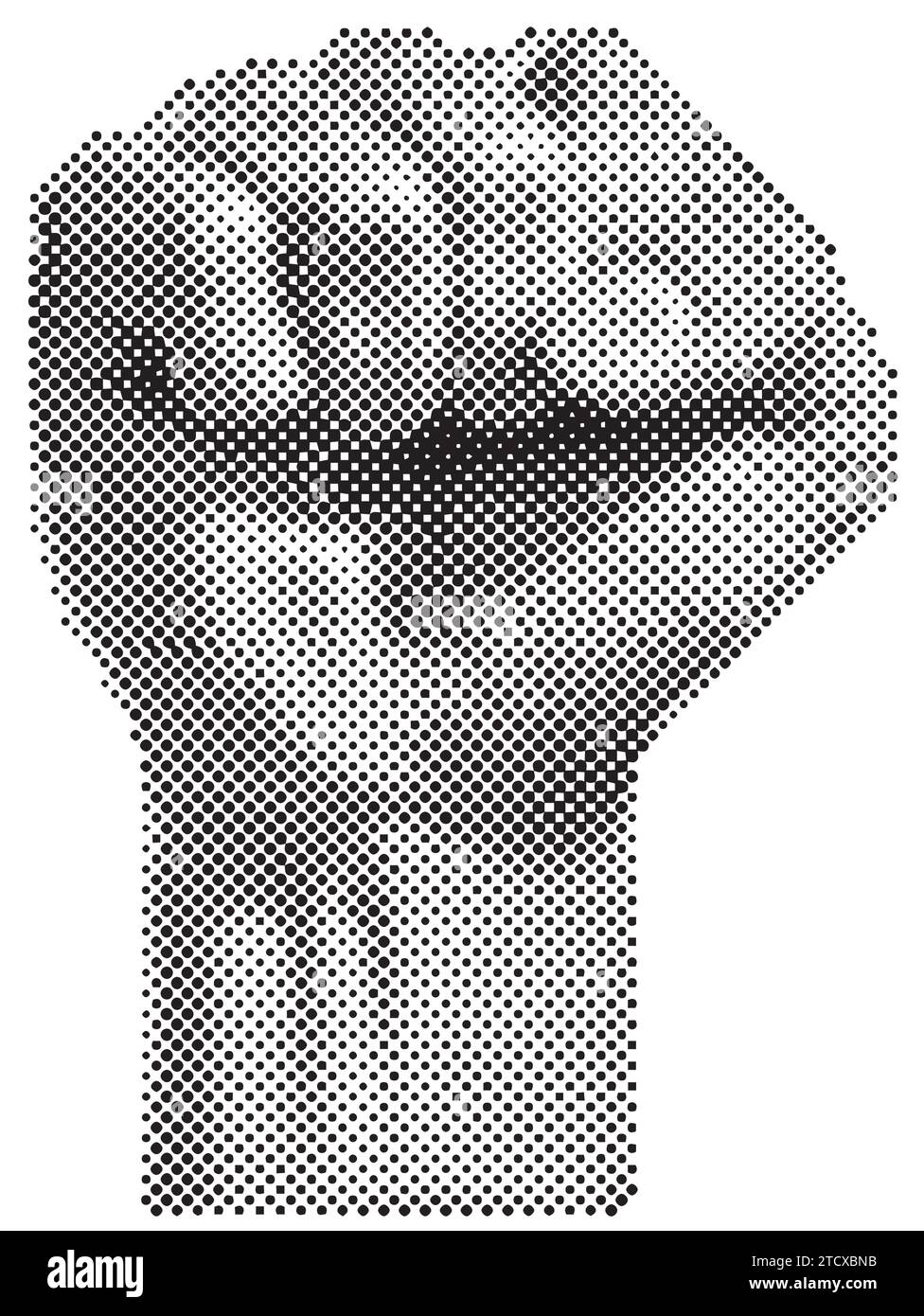 Various gestures of female fingers. Halftone effect, magazine collage ...