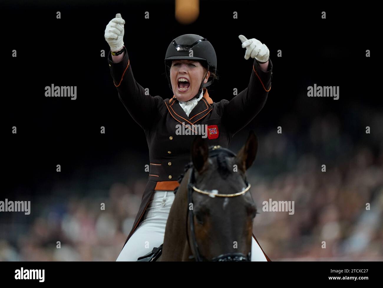 Jagerbomb ridden by Great Britain's Becky Moody react following their ...