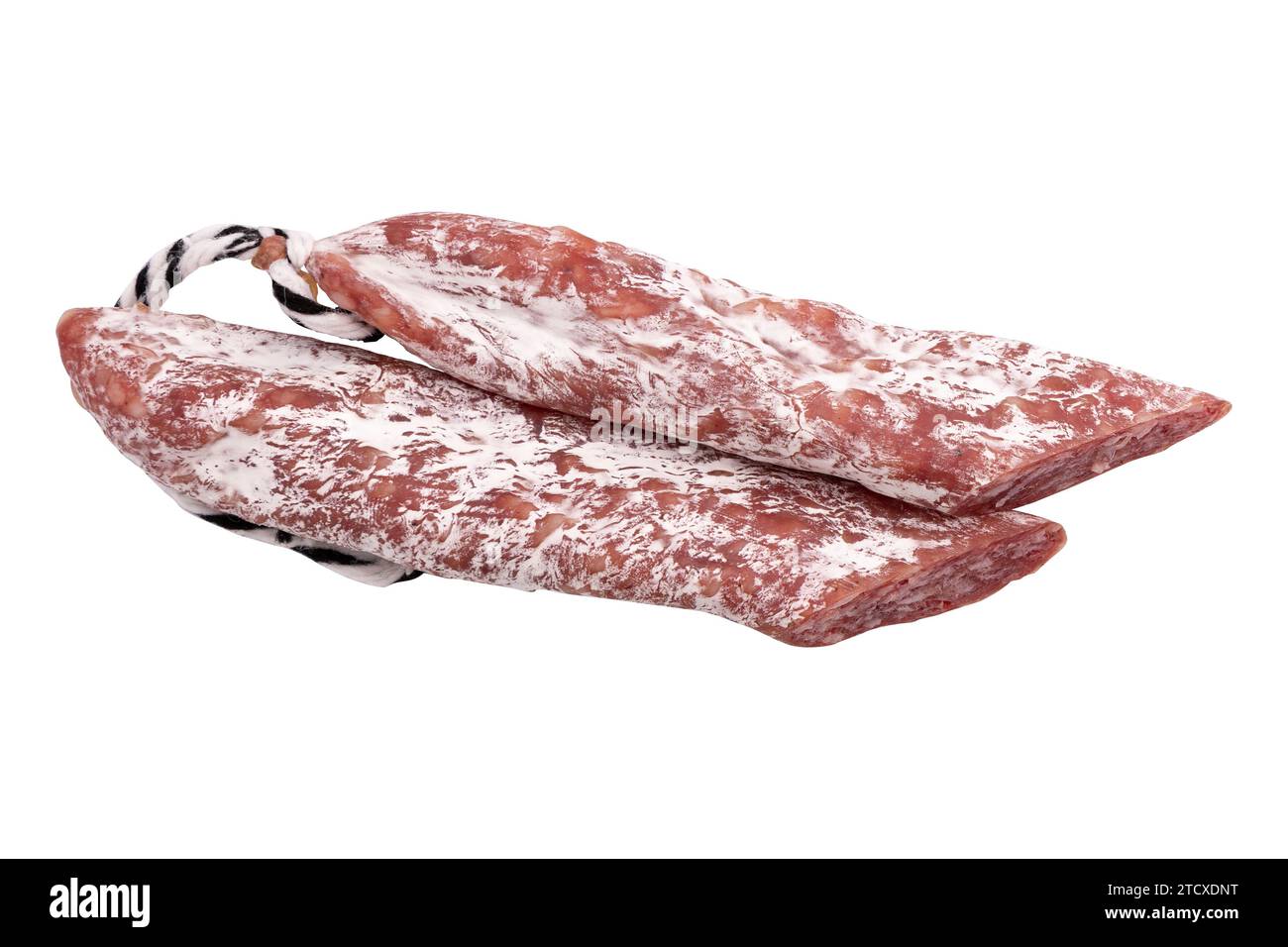 salami sausage thin dry cured pork sausage with peculiar taste isolated ...