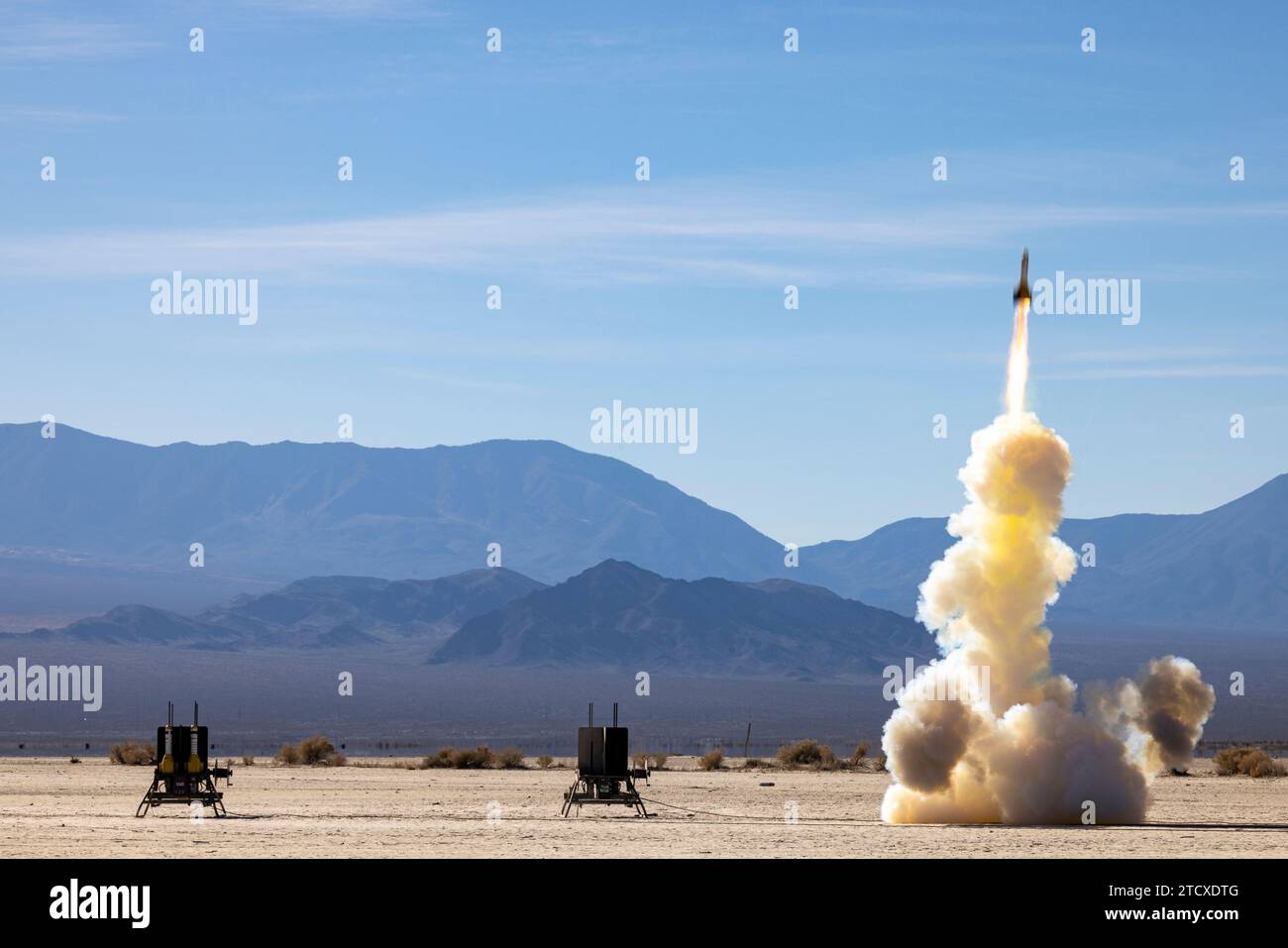 A GTR-18 Smokey Sam missile is launched for evasive maneuver training ...