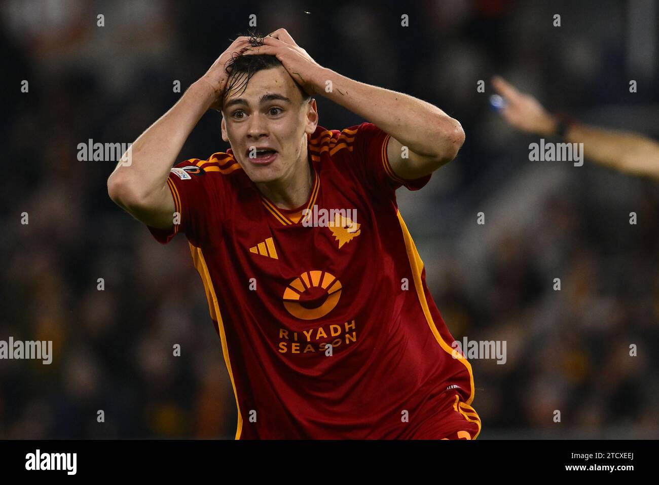 Rome, Italy. 14th Dec, 2023. Nicolo' Pisilli of A.S. Roma celebrates ...
