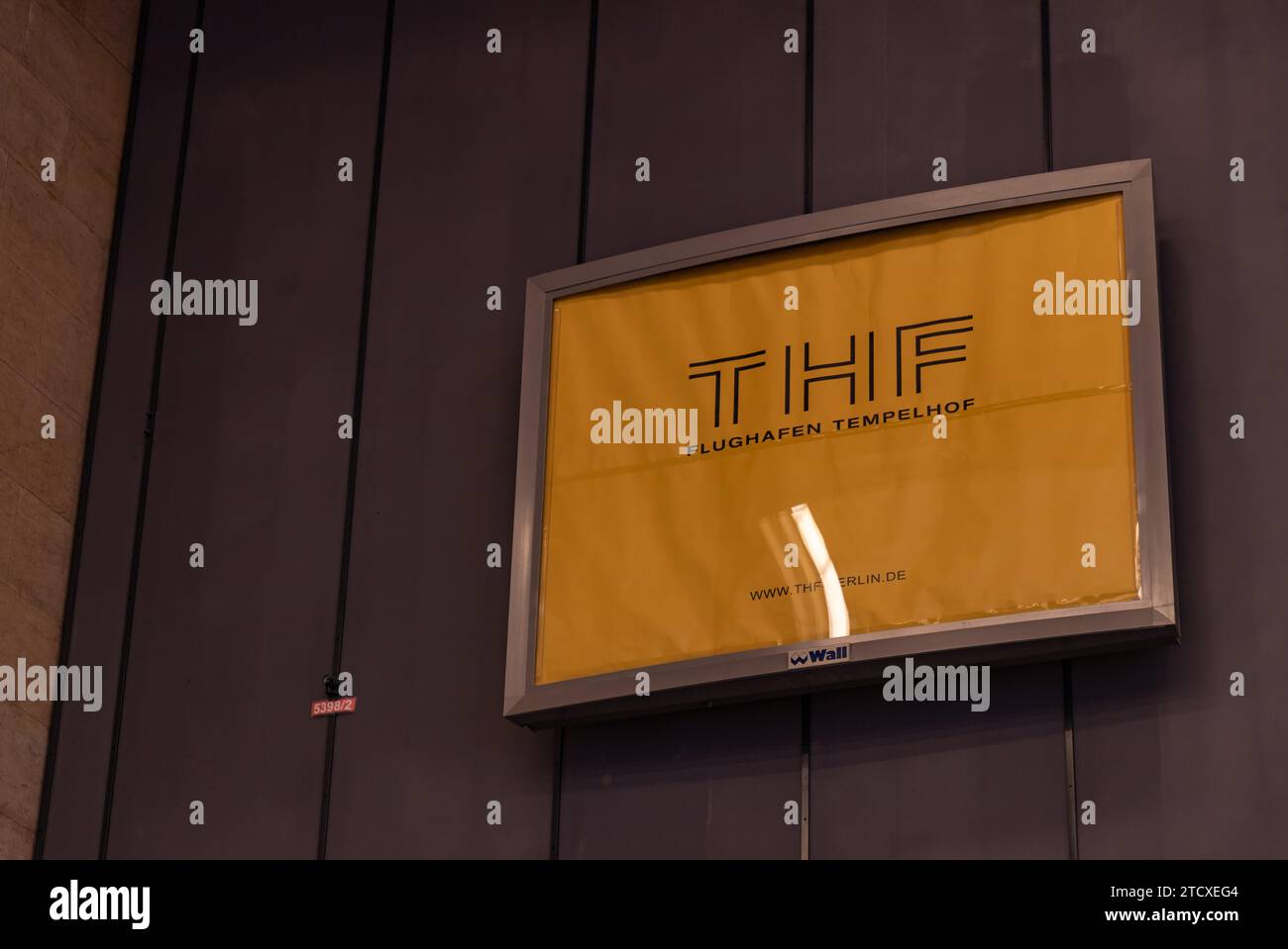 A picture of the Tempelhof Airport sign inside the old terminal Stock ...