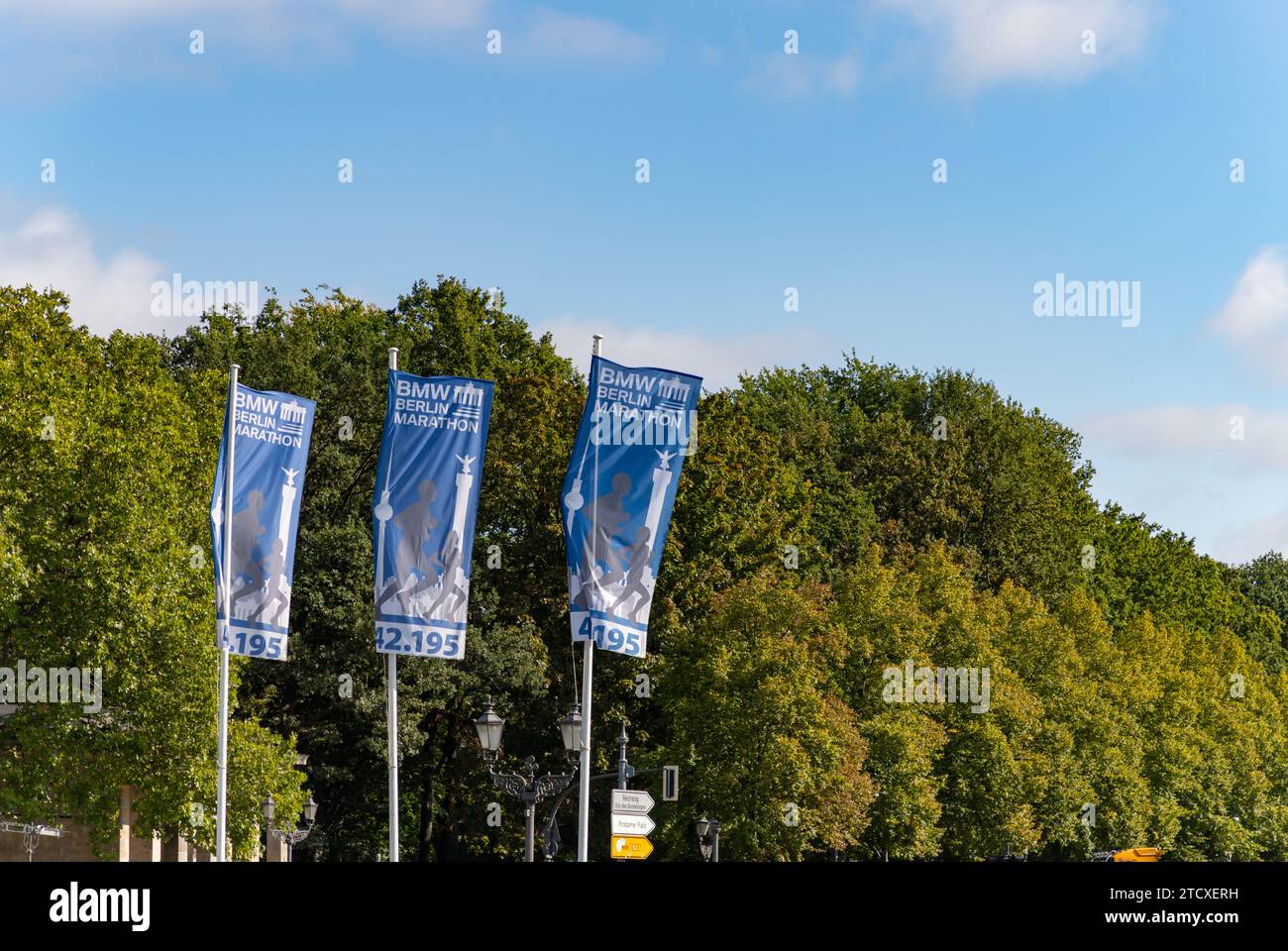 A picture of three 2023 Berlin Marathon flags Stock Photo - Alamy