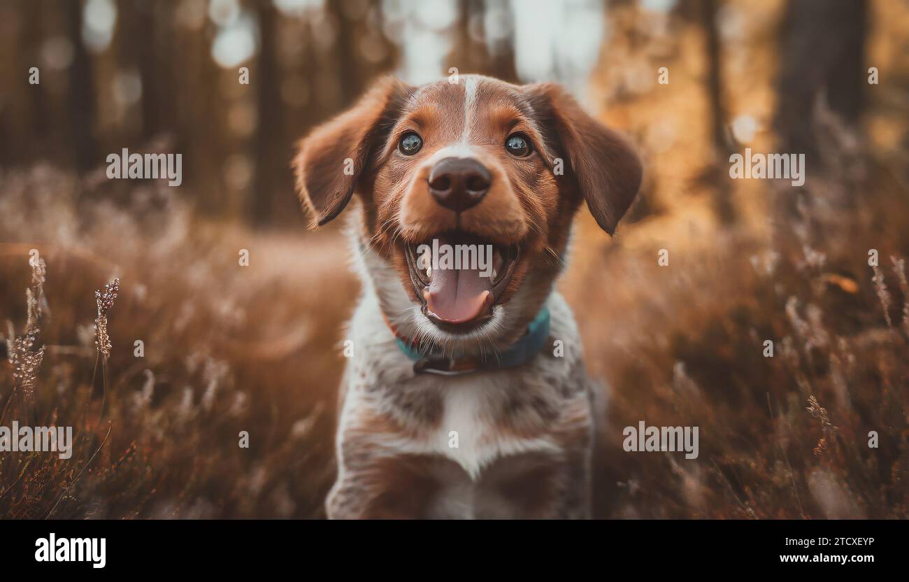 Dog puppy in the field Stock Photo - Alamy