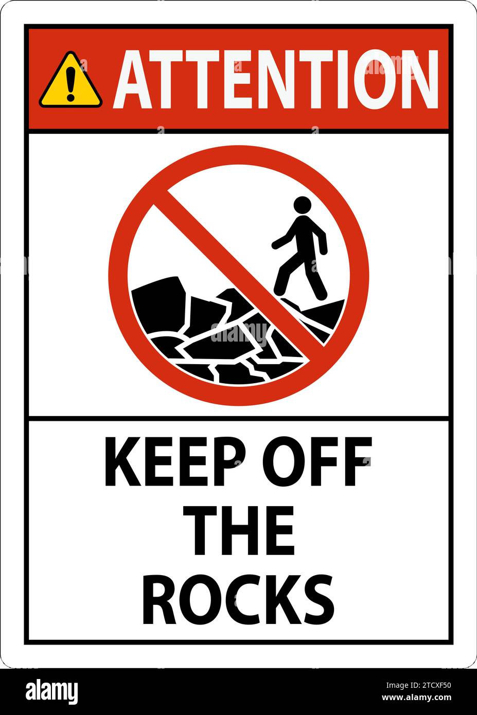 Attention Sign Keep Off The Rocks Stock Vector Image & Art - Alamy