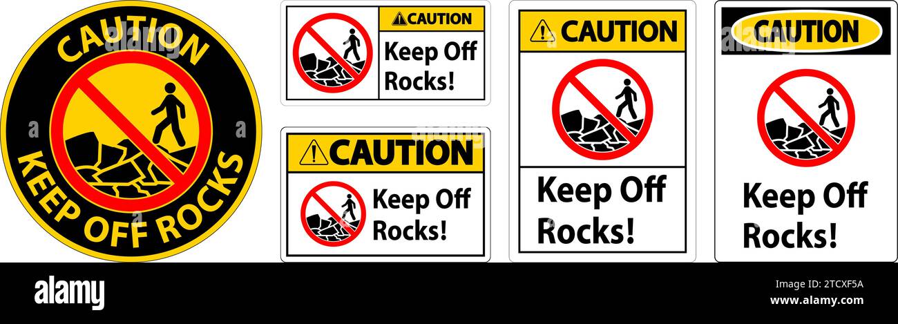 Caution Sign Keep Off Rocks Stock Vector Image & Art - Alamy
