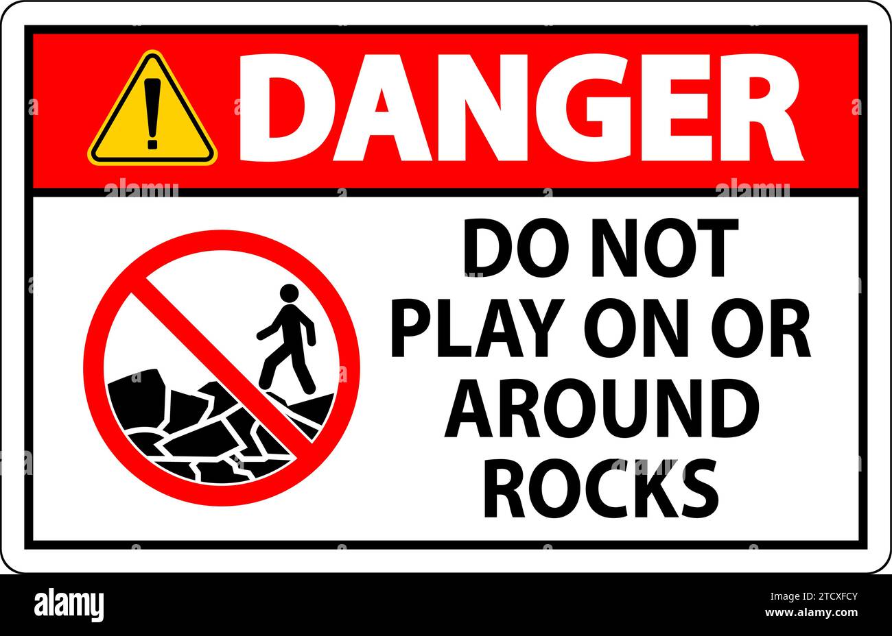 Danger Sign Do Not Play On or Around Rocks Stock Vector Image & Art - Alamy