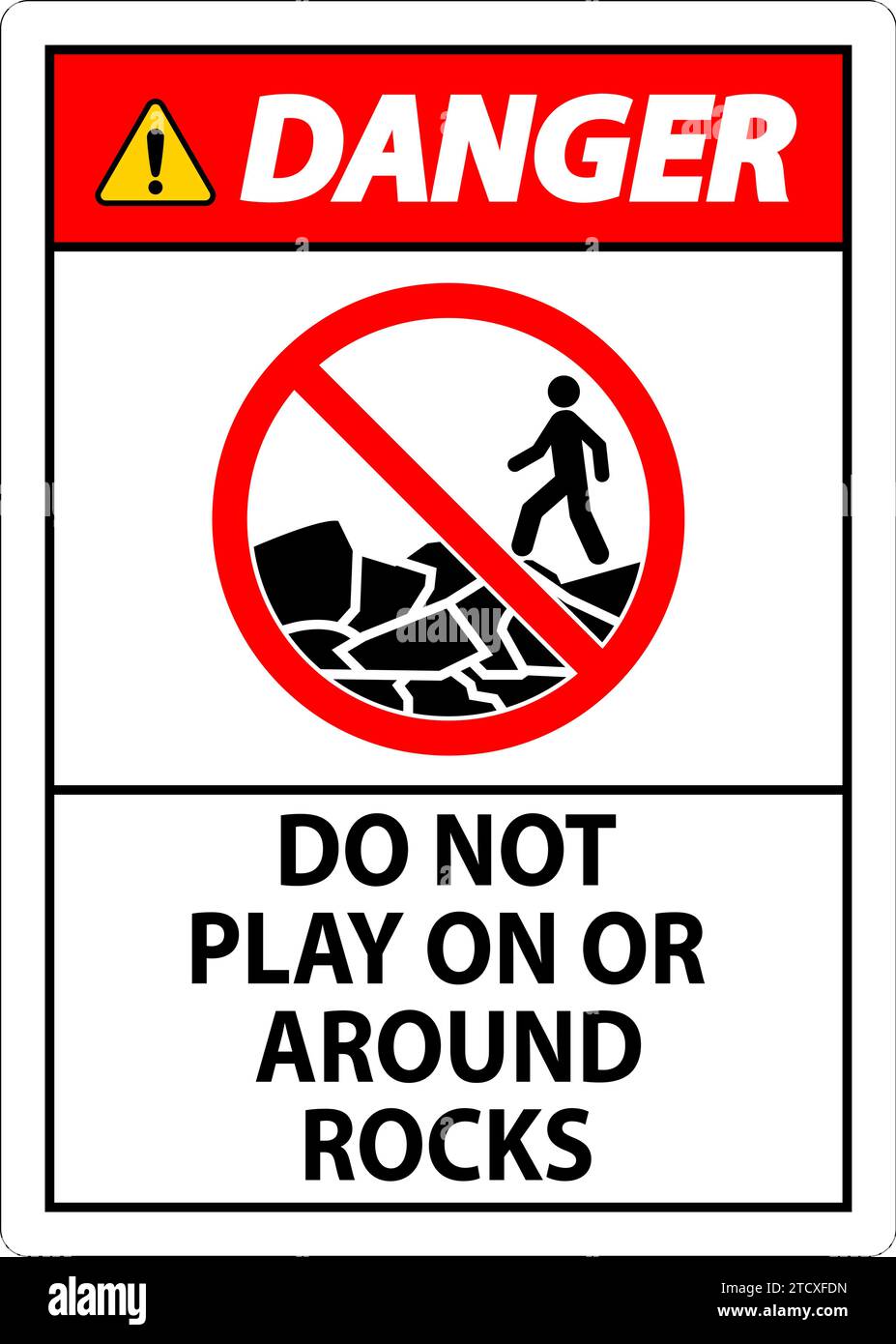 Danger Sign Do Not Play On or Around Rocks Stock Vector Image & Art - Alamy