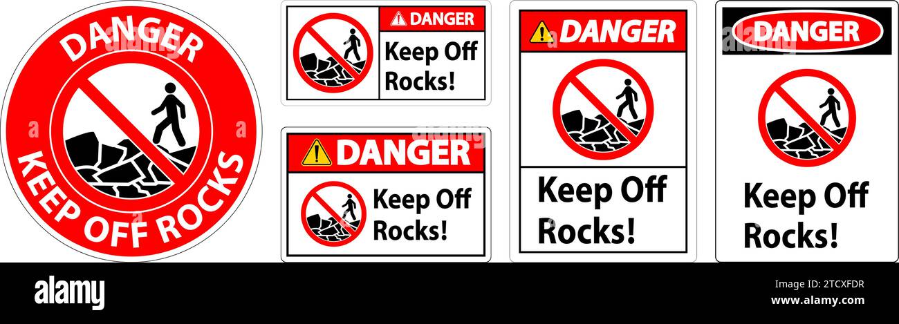 Danger Sign Keep Off Rocks Stock Vector Image & Art - Alamy