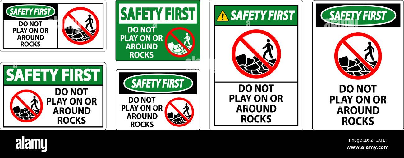 Do not climb on the rocks warning sign Stock Vector Images - Alamy