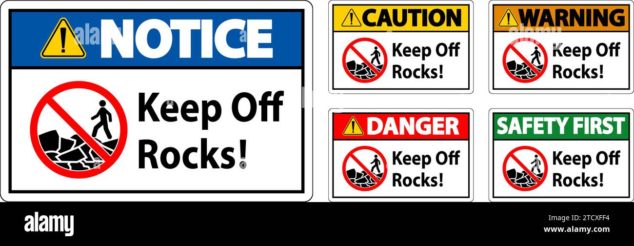 Warning Sign Keep Off Rocks Stock Vector Image & Art - Alamy