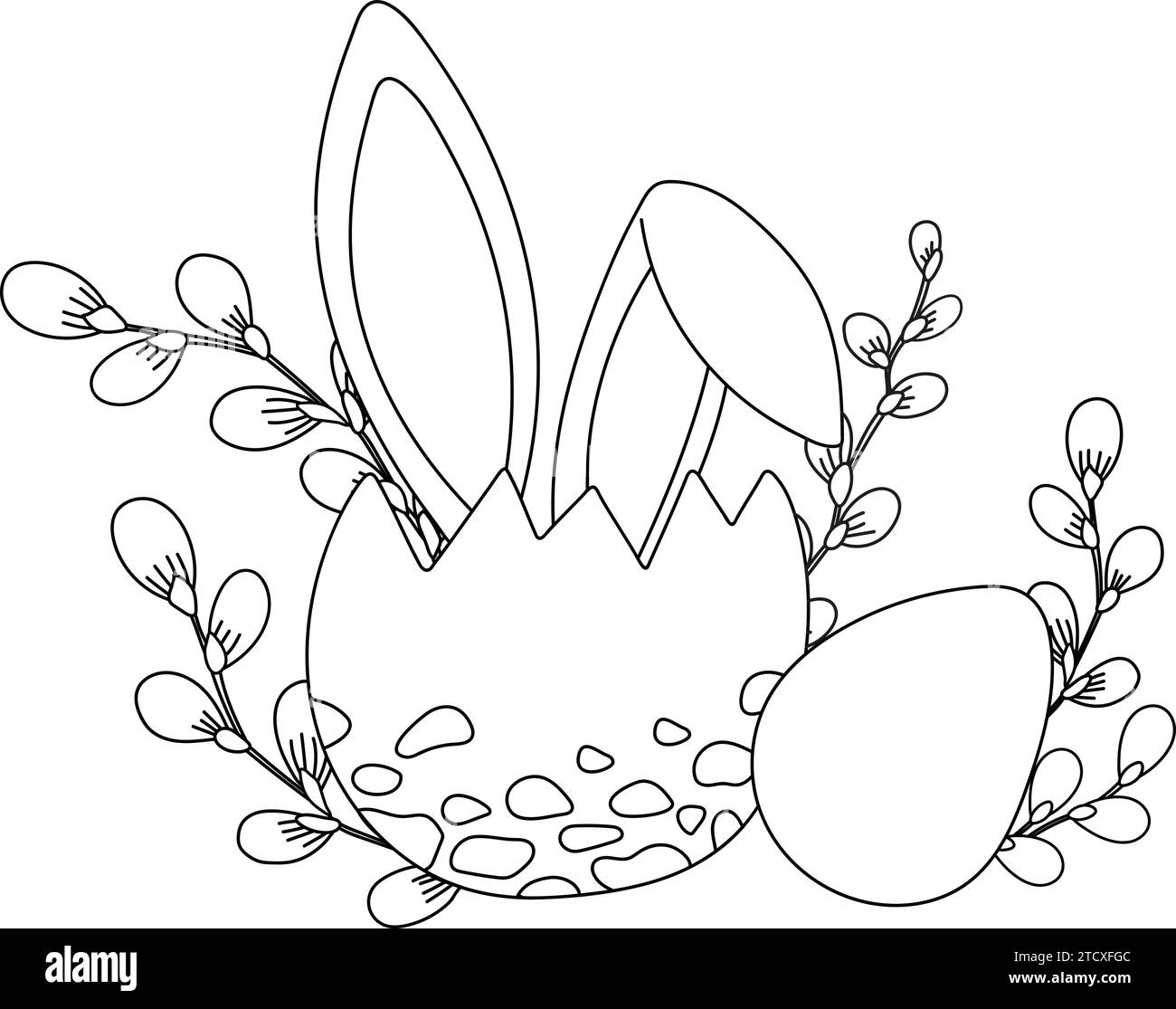 Easter-Themed Coloring Page For Kids Features Bunny-Eared Easter Eggs ...
