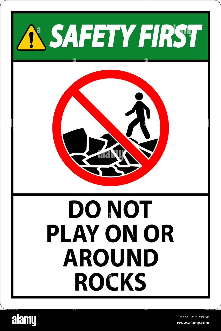 Safety First Sign Do Not Play On or Around Rocks Stock Vector Image ...
