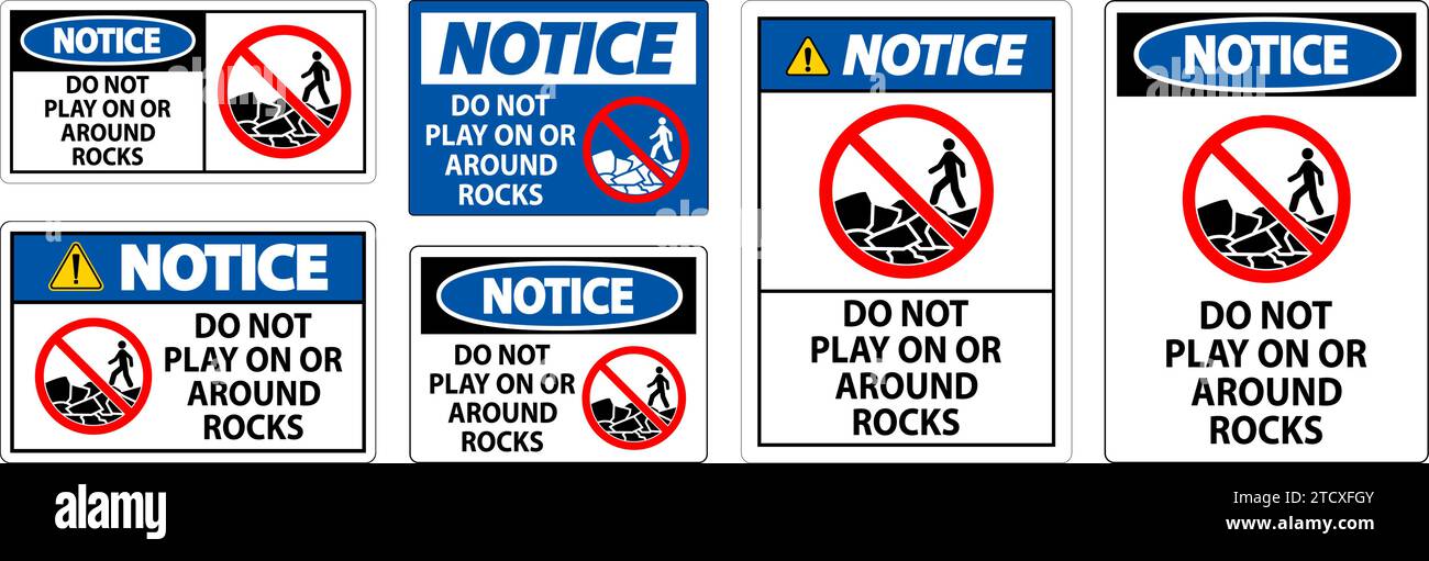 Notice Sign Do Not Play On or Around Rocks Stock Vector Image & Art - Alamy