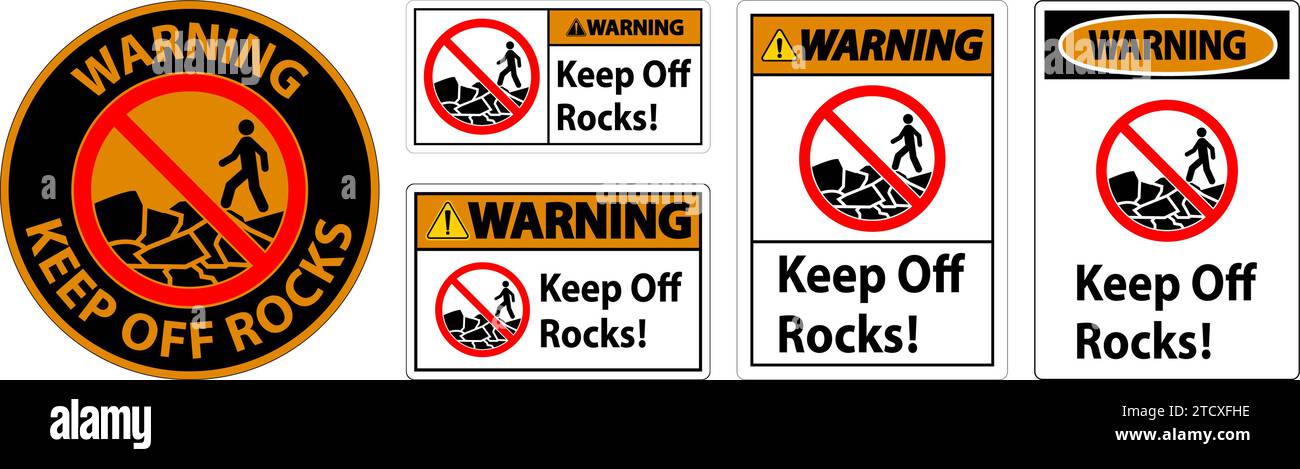 Warning Sign Keep Off Rocks Stock Vector Image & Art - Alamy