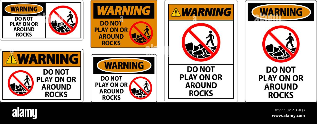 Warning Sign Do Not Play On or Around Rocks Stock Vector Image & Art ...
