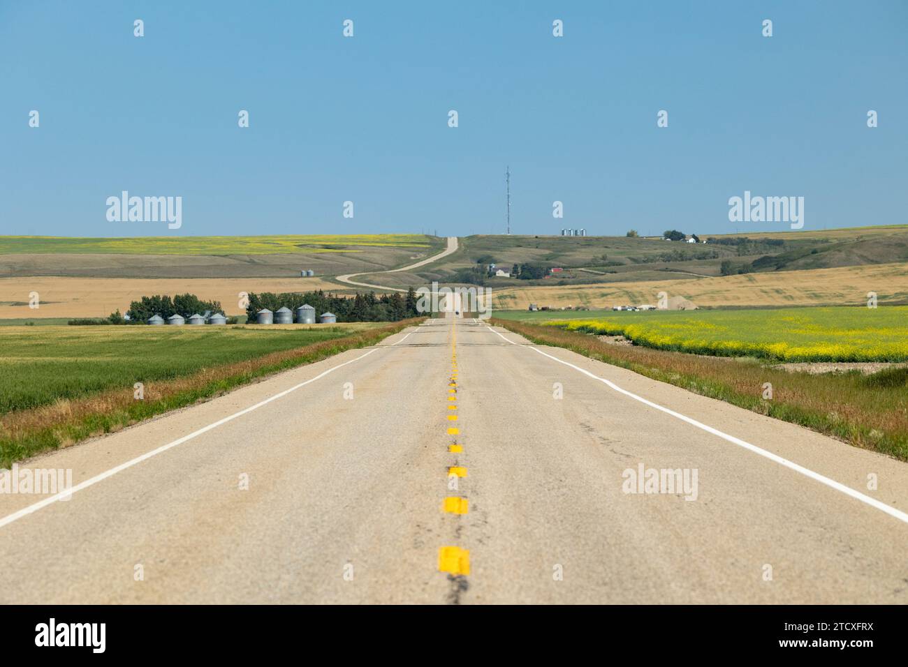 Eastbound along Highway 564 near Rockyford, Alberta, Canada on a hot ...