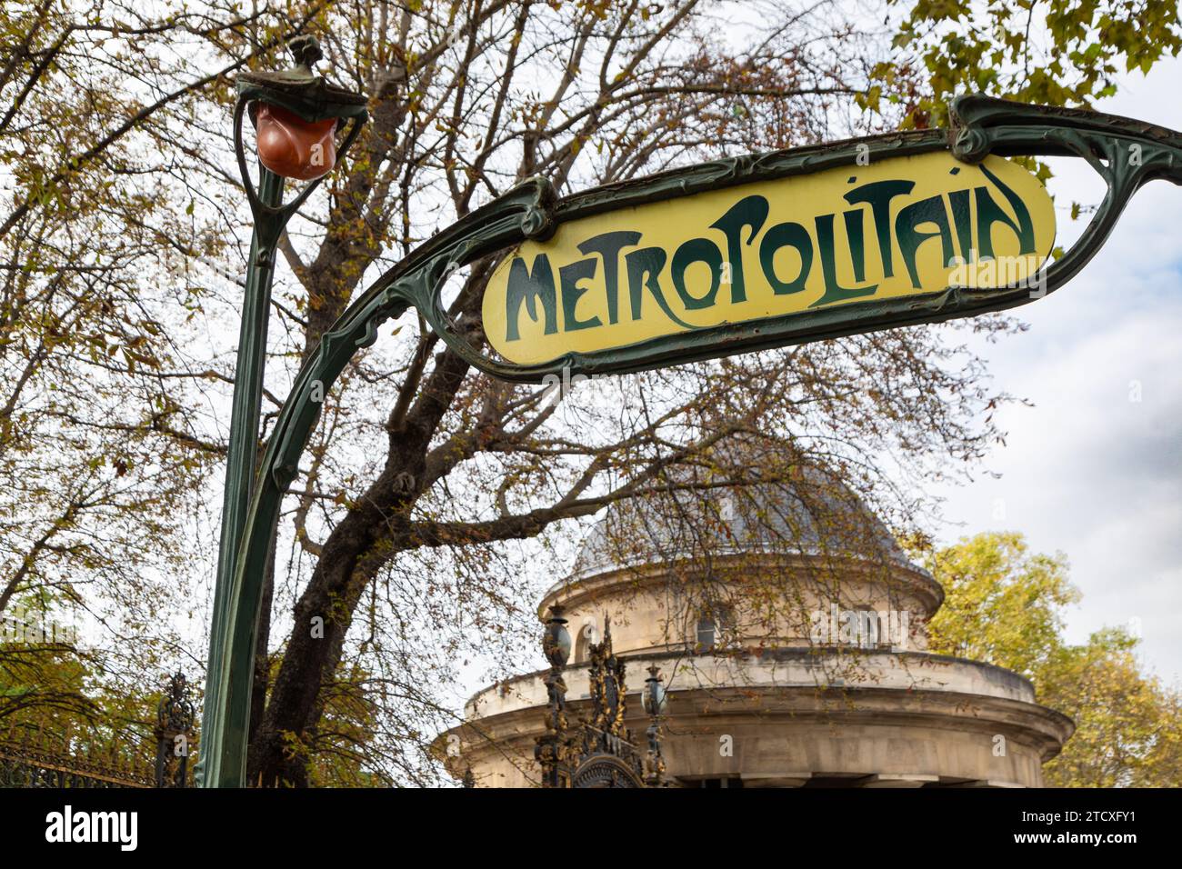 Metro entrance at Monceau subway station in Paris, France Stock Photo ...