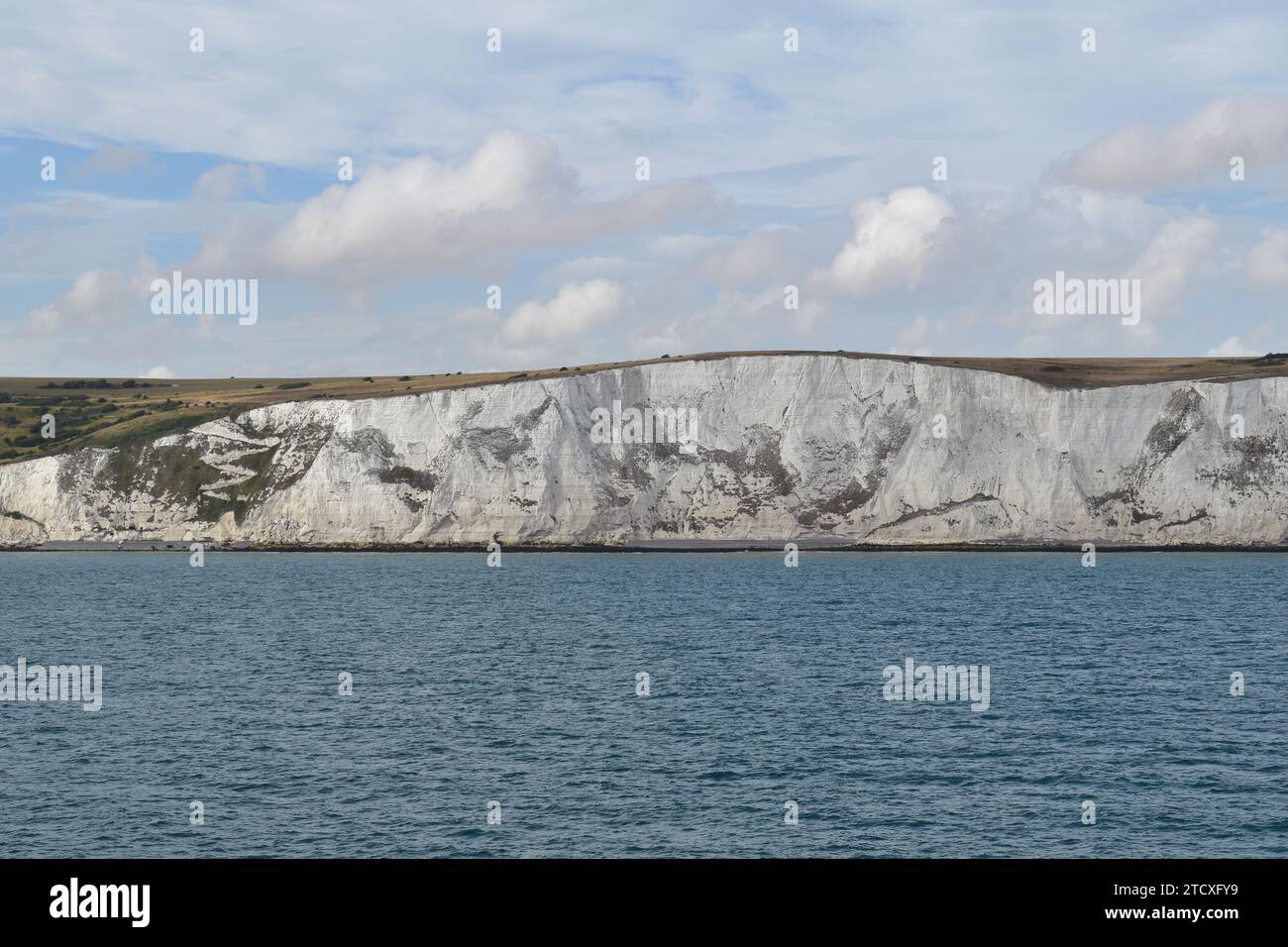 The majestic white cliffs of Dover as seen from a ship sailing near the ...