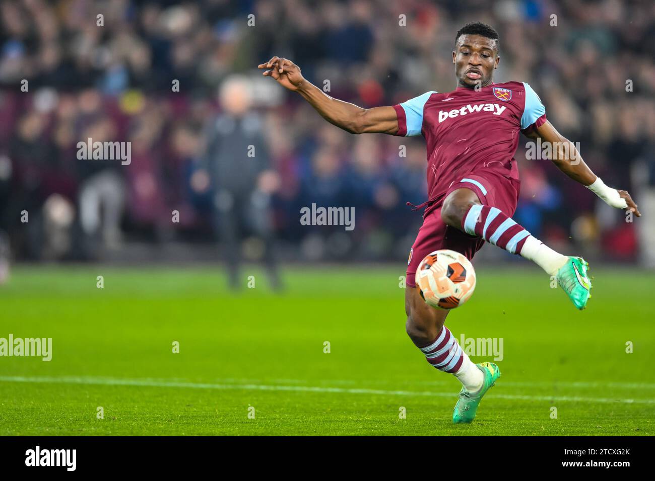 Mohammed Kudus of West Ham United prepares to shoot during the UEFA ...