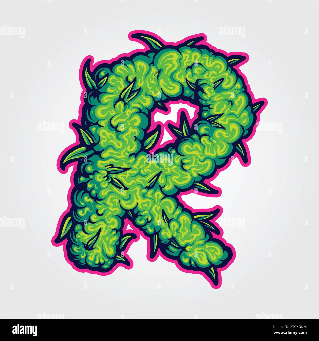 Cannabis couture letter R leaf elegant vector illustrations for your ...