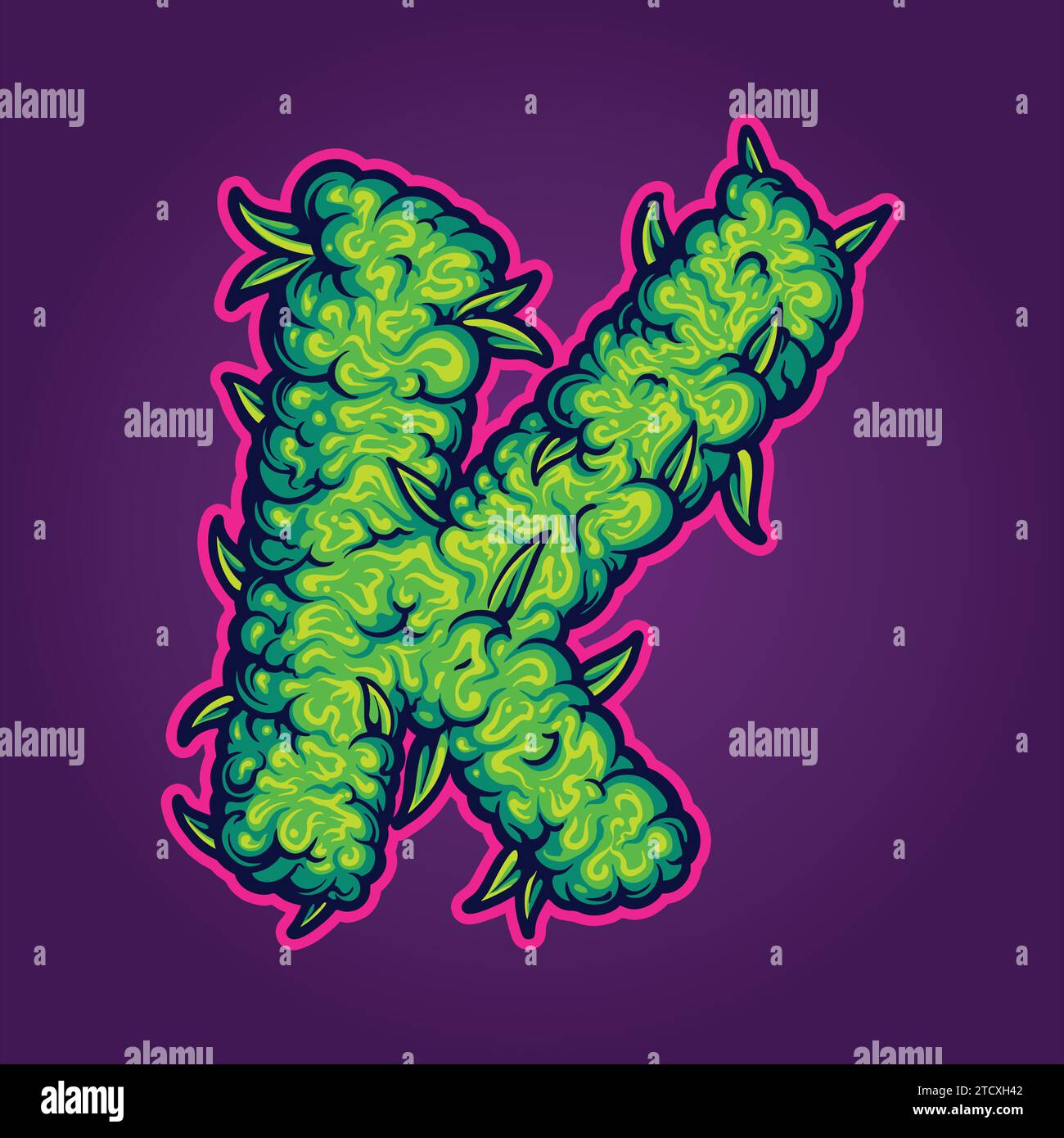 Kush leaf letter K emblem with cannabis bud vector illustrations for ...