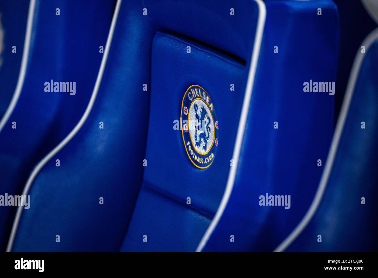 London, UK. 14th Dec, 2023. 231214 Chairs with the logo of Chelsea at ...