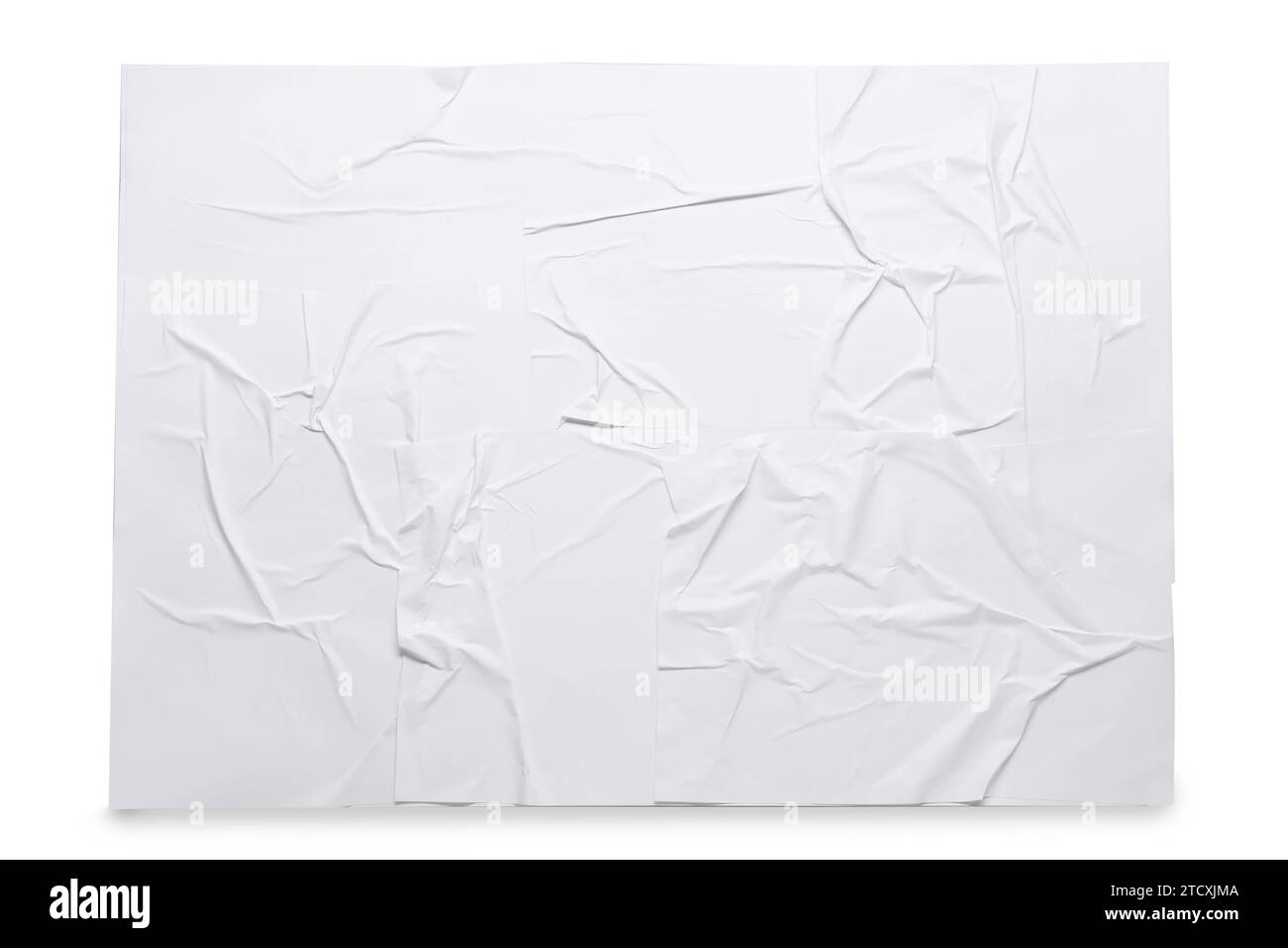 White crumpled sheet of paper on light grey background, top view. Wall ...