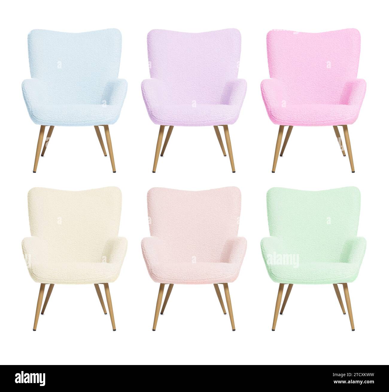 Different colorful armchairs isolated on white, set Stock Photo - Alamy
