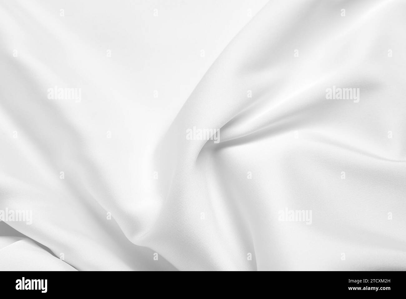 Texture of white silk ripple fabric as background, top view Stock Photo ...