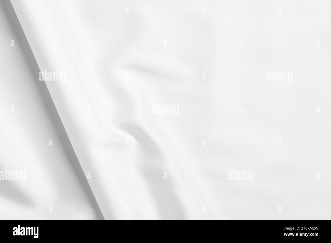 Texture of white silk ripple fabric as background, top view Stock Photo ...