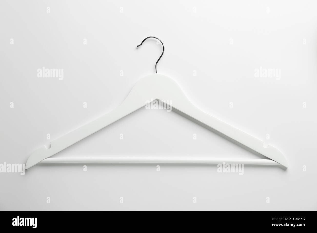 One hanger on white background, top view Stock Photo - Alamy
