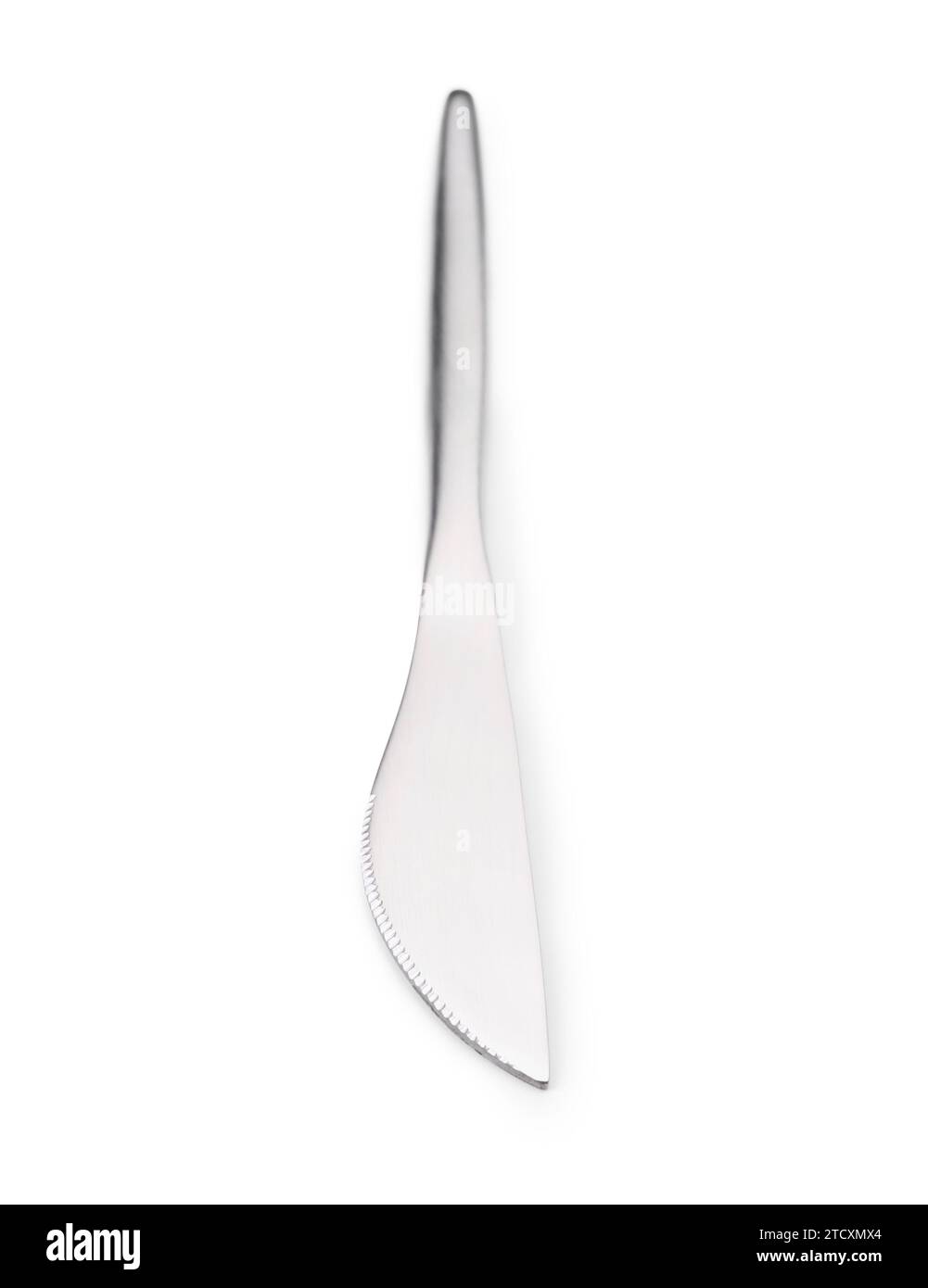 One shiny silver knife isolated on white Stock Photo - Alamy