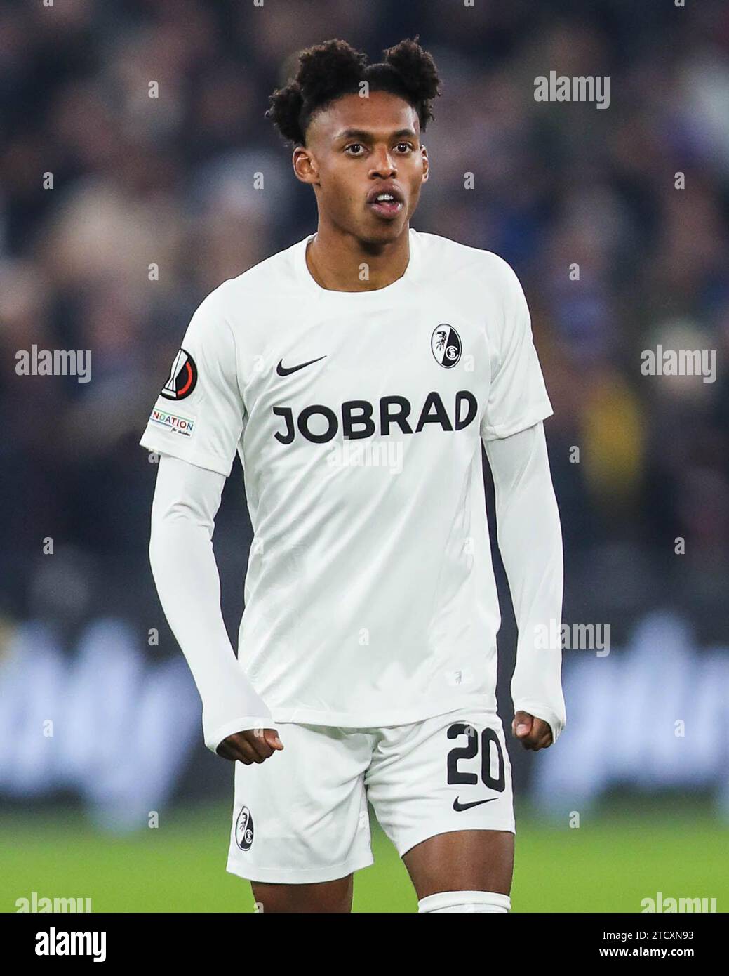 London, UK. 14th Dec, 2023. SC Freiburg's Junior Adamu in action during ...