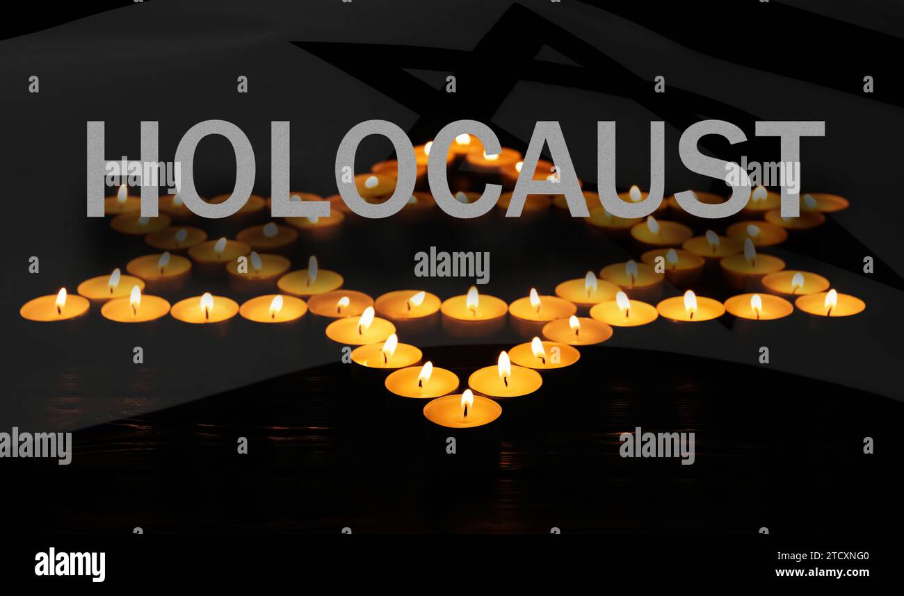 Holocaust memory day, banner design. Star of David made with burning ...