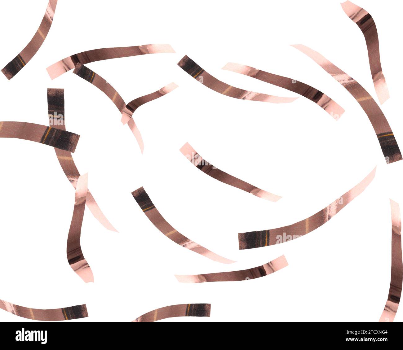 Shiny bronze confetti falling on white background Stock Photo - Alamy