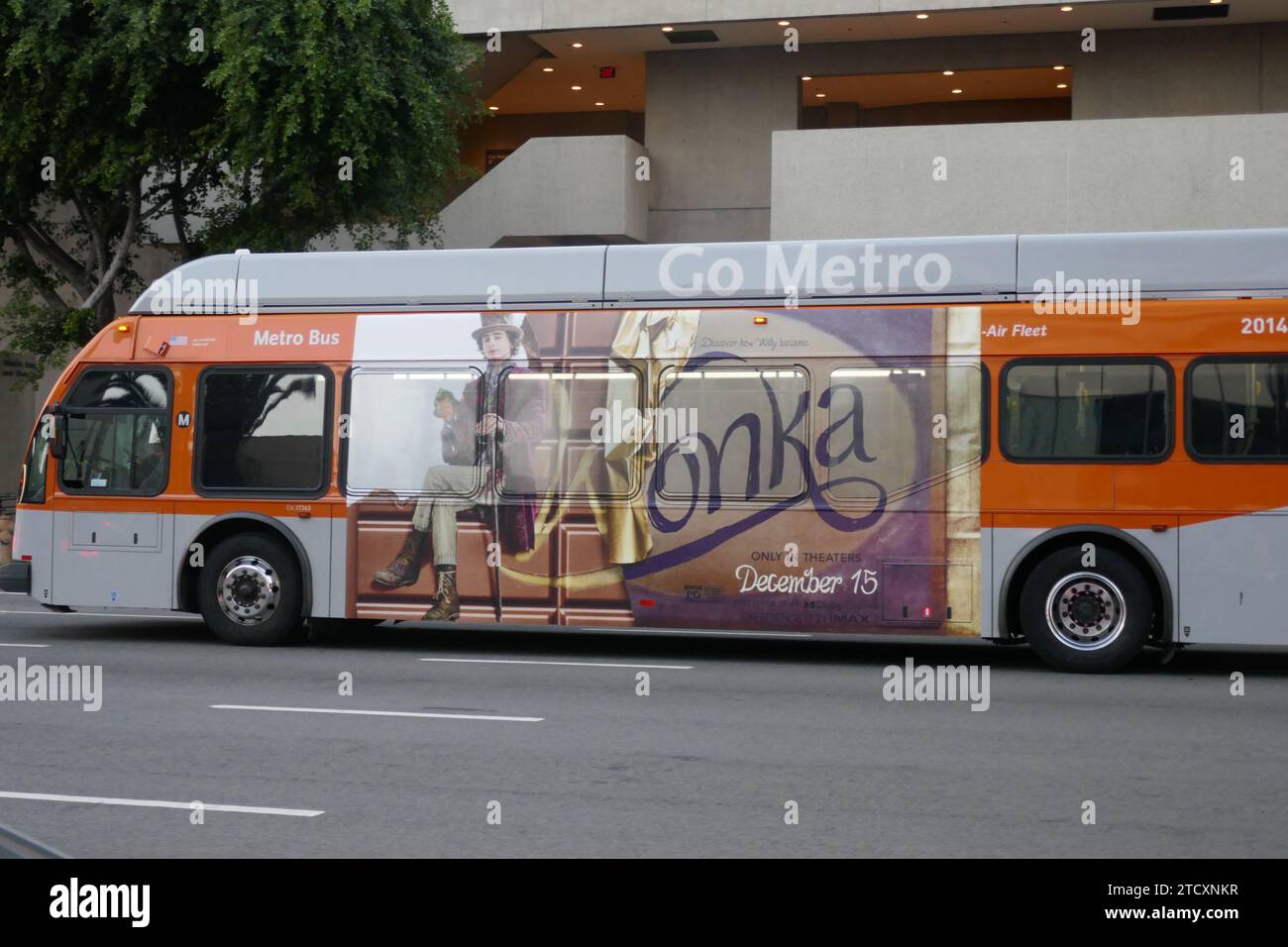 Los Angeles, California, USA 12th December 2023 Warner Bros. Wonka Bus ...