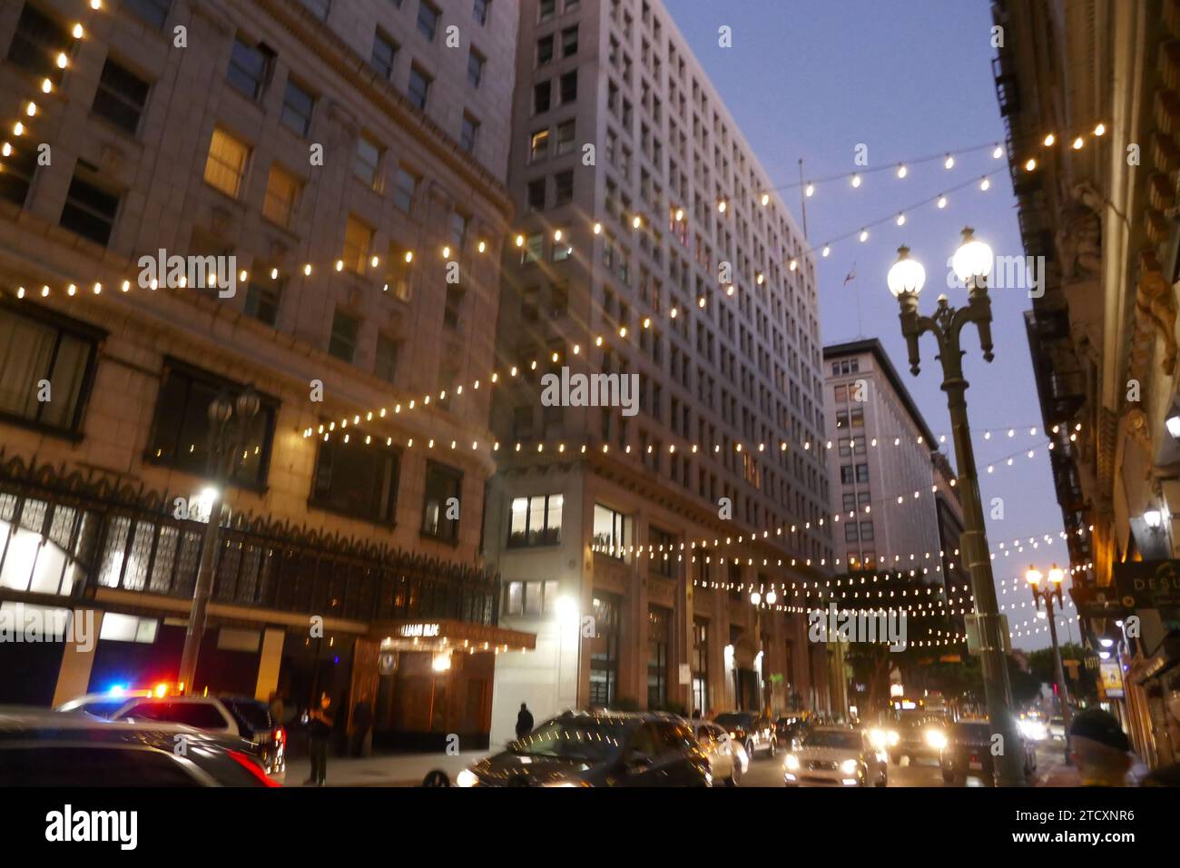 Los Angeles, California, USA 12th December 2023 Lights in Downtown Los ...
