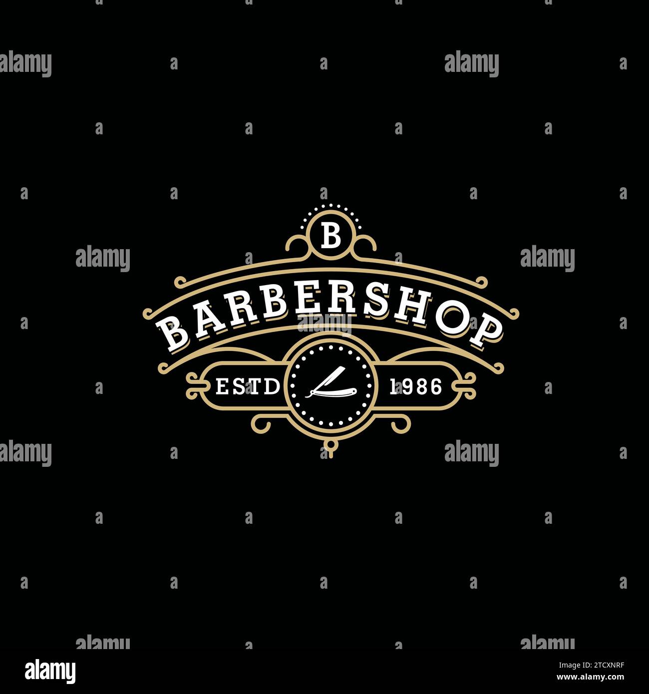 Barbershop simple minimalist logo design with elegant ornament Stock ...