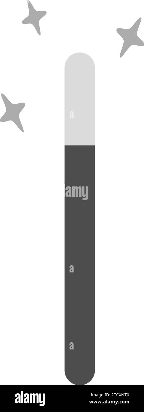 Magic wand with decorative stars. Isolated design element in grayscale ...