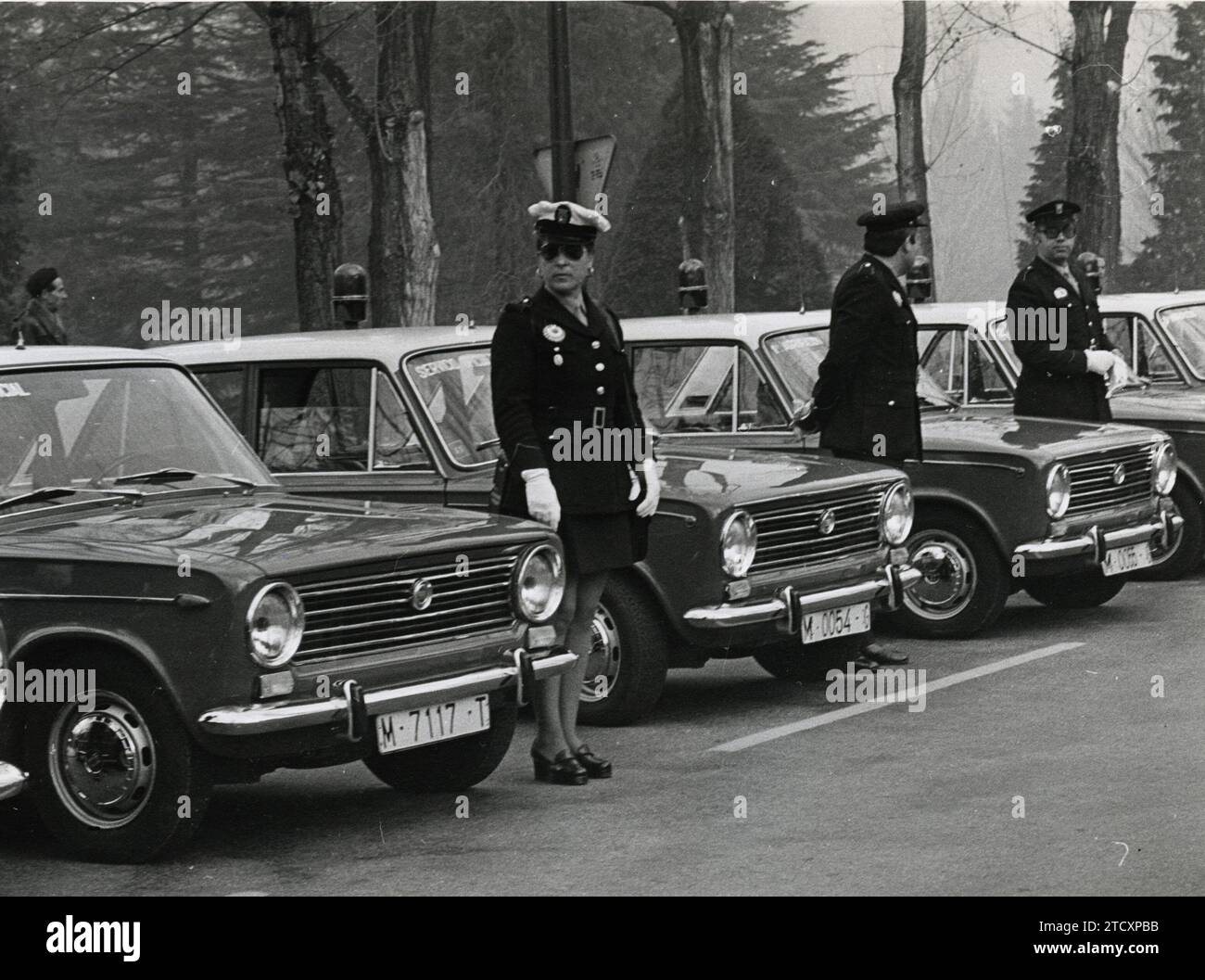 Madrid, 11/30/1973. Municipal traffic police. Parade of the motorized ...