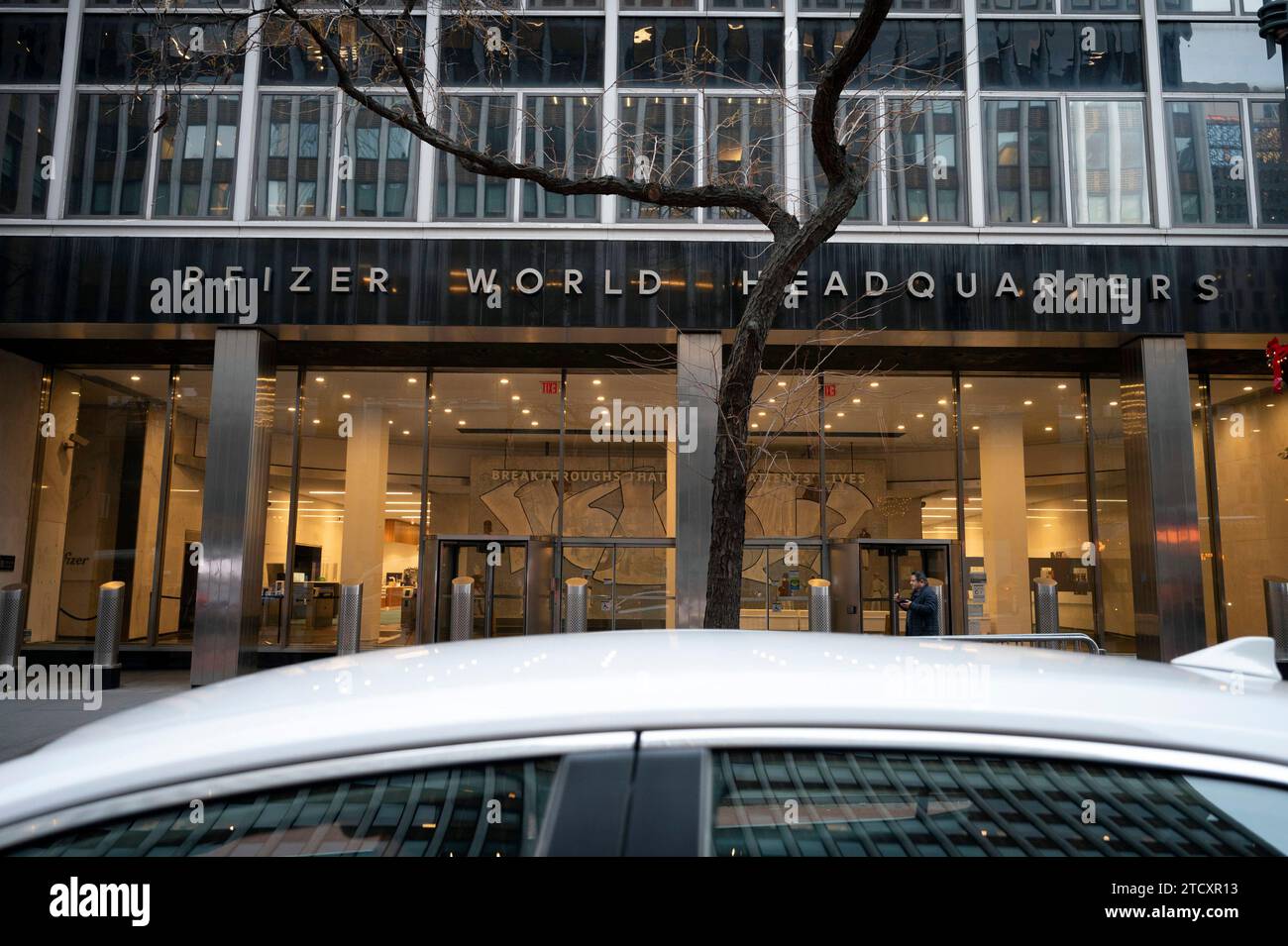 New York, USA. 14th Dec, 2023. View of Pfizer World Headquarters ...