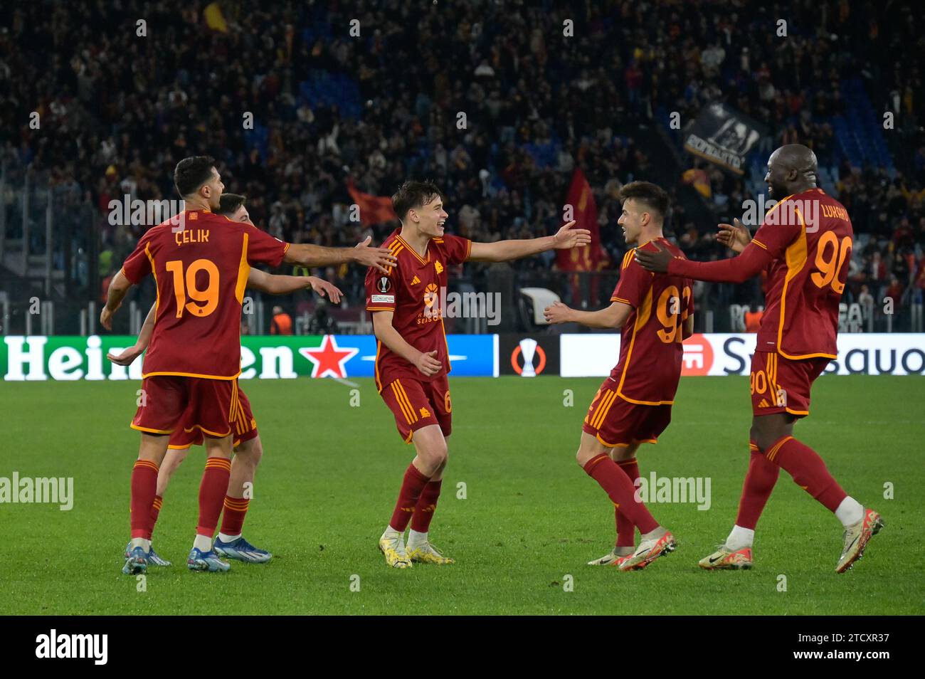 Niccolo Pisilli of AS Roma jubilates after scoring the goal 3-0 in the ...
