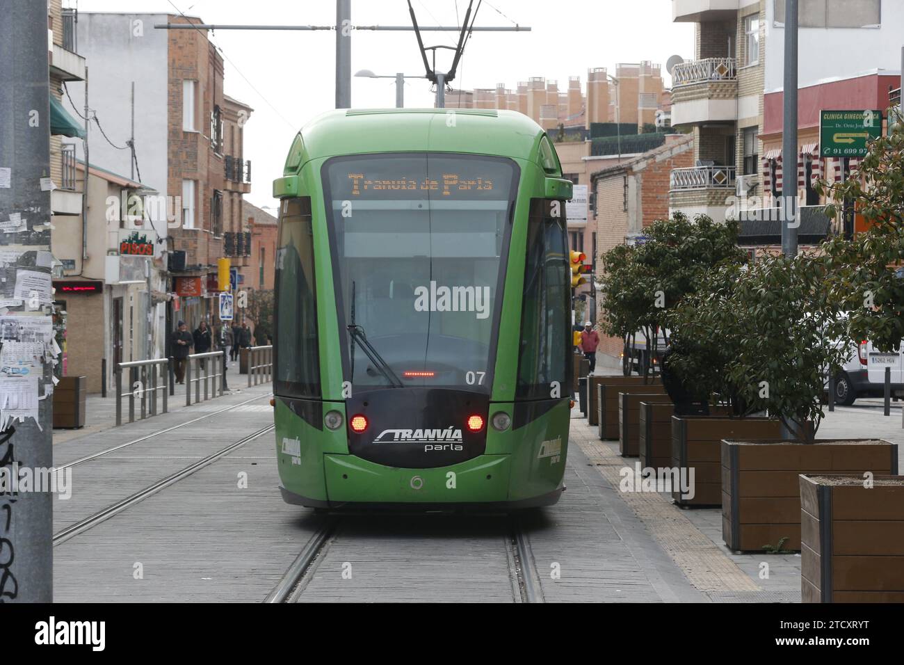 Madrid, 01/15/2015. Report about the tram in the Madrid town of Parla ...