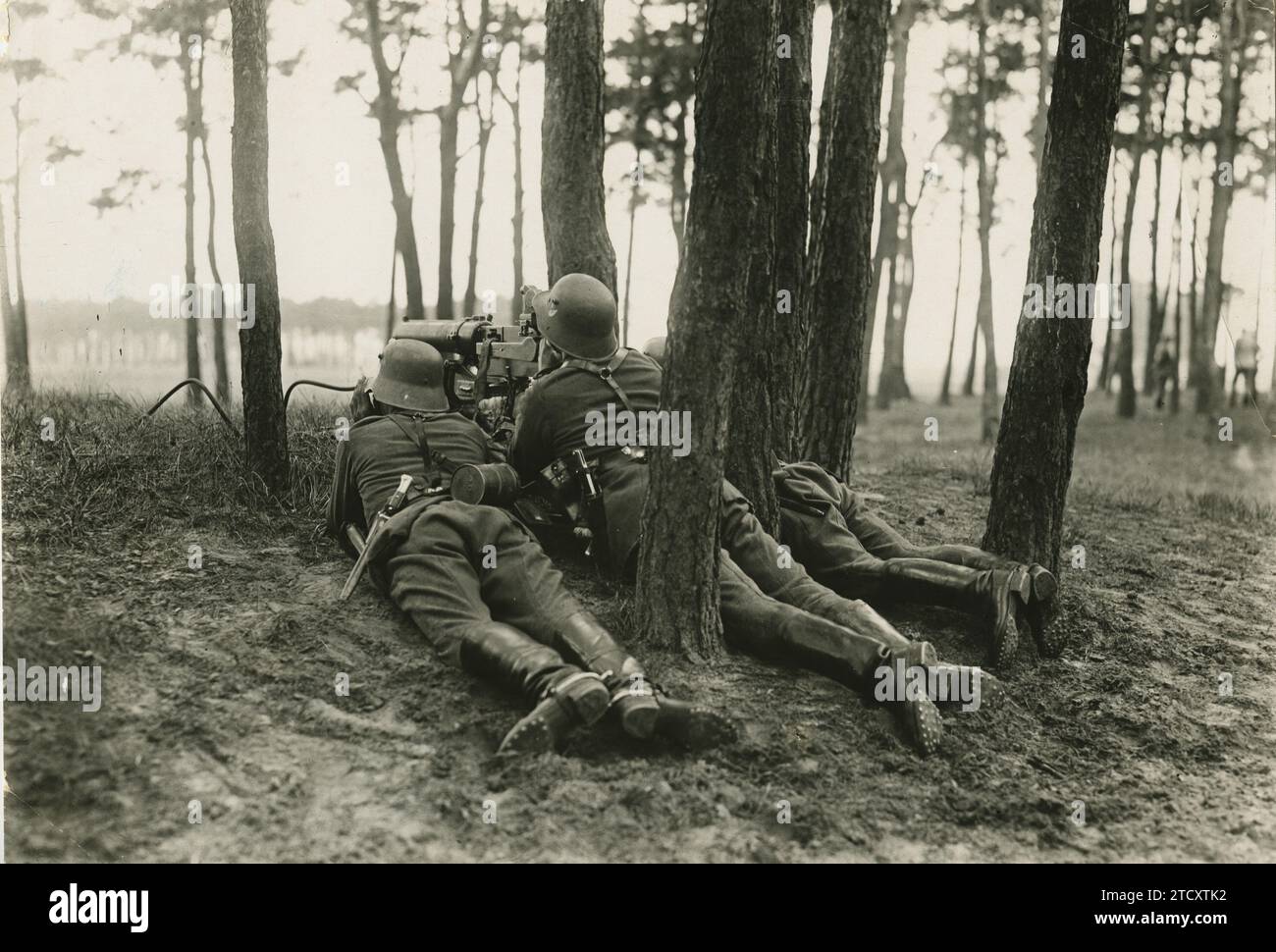 Poland, 9/15/1939. Group of German soldiers shooting with a machine gun ...