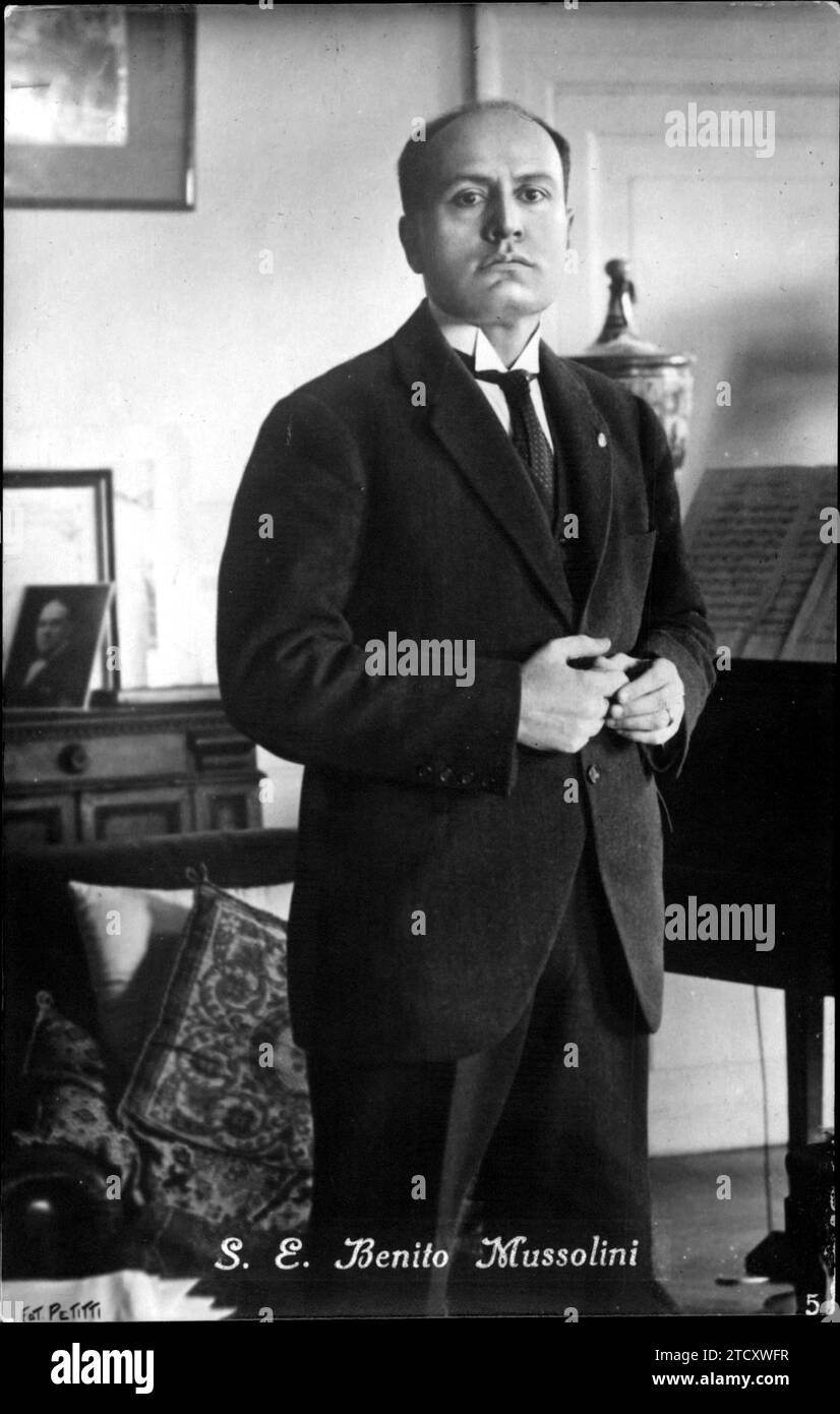 Portrait of Benito Mussolini in Rome in the spring of 1926. Credit ...