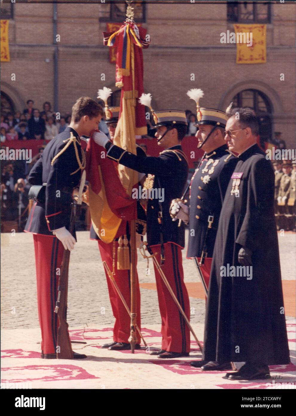 Military training of Prince Felipe. The Prince of Asturias solemnly ...