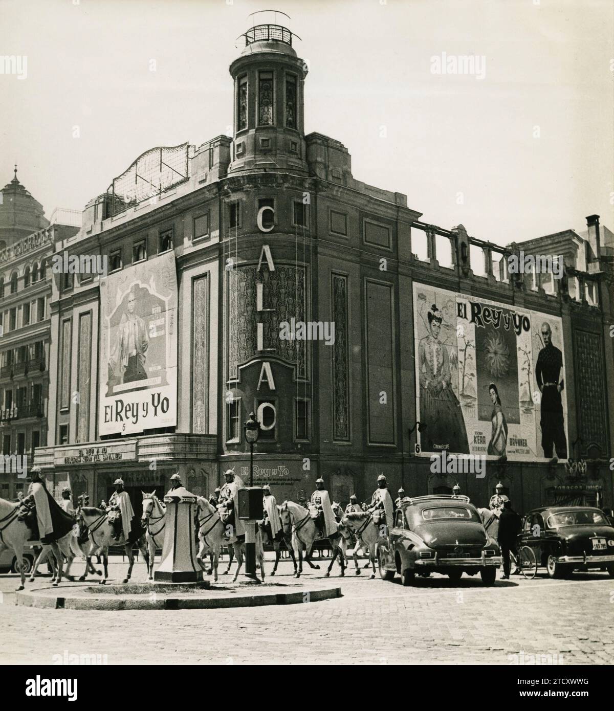 Madrid, March 1959. Franco's guard passes by the Callao cinema, which ...