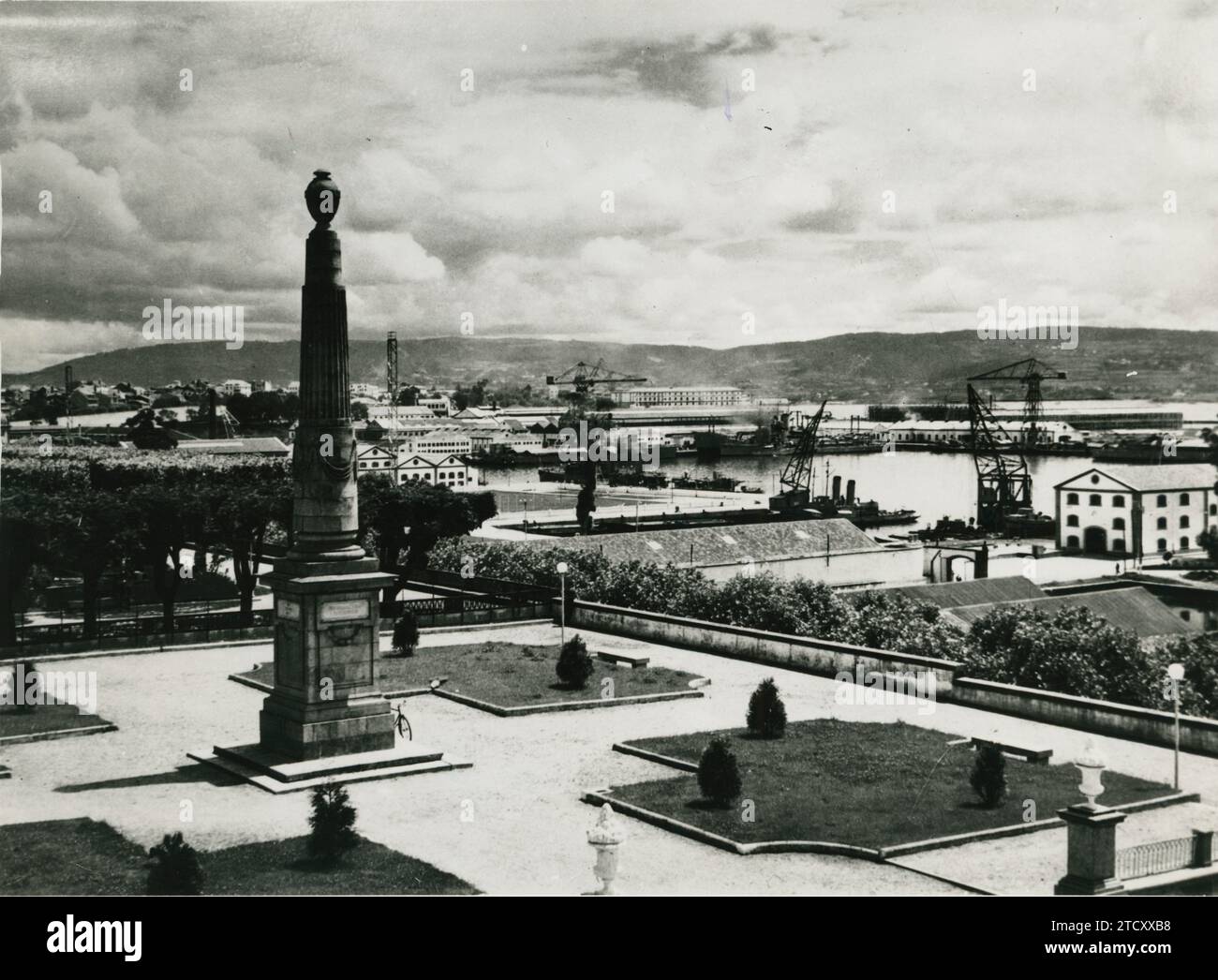 Ferrol (La Coruña), 1962. In the image, Obelisk to Churruca, Capitanía ...