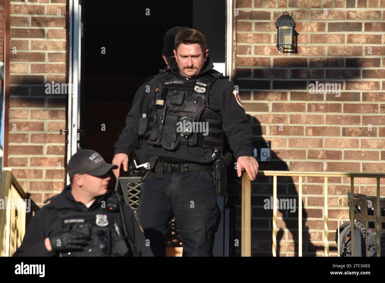Bayonne, United States. 14th Dec, 2023. Police comb the outside and ...